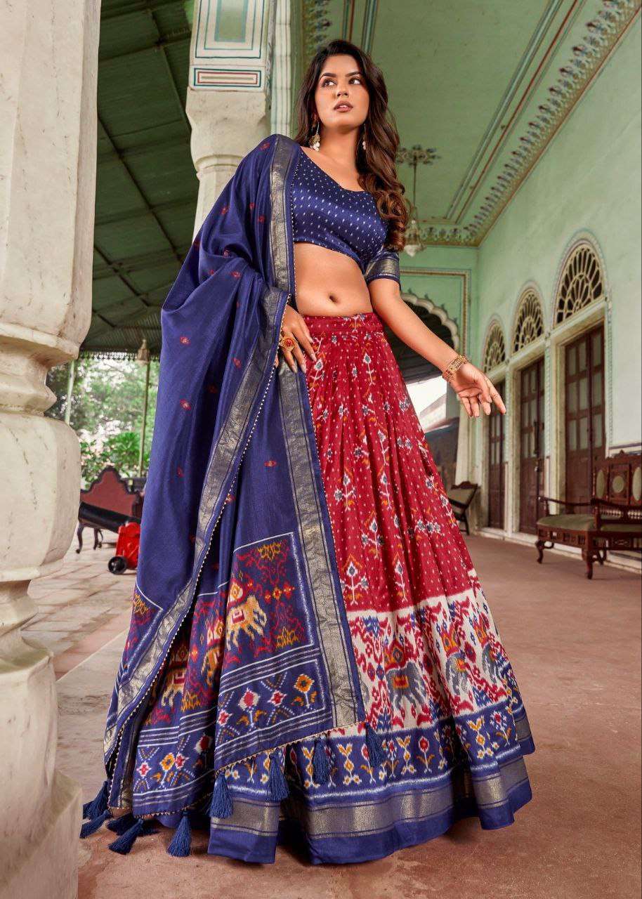 Women's Traditional Patola Print Tussar Silk Lehenga Choli with Festive ...